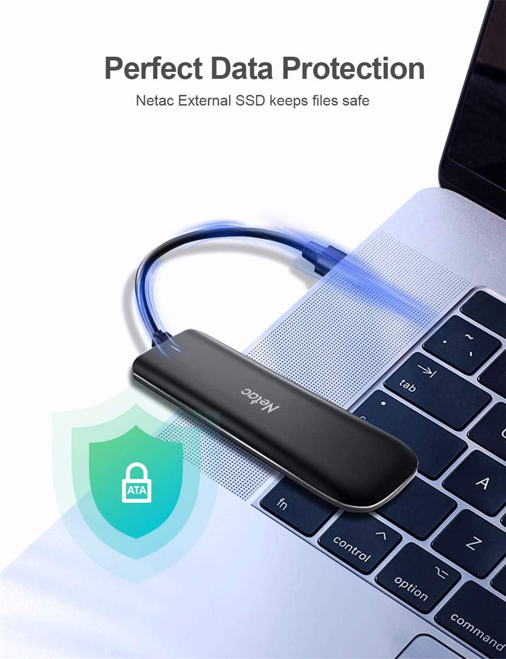 Netac SSD External Drive, Portable SSD 1TB for Type C, Up to 980MB/s, NVME SSD PCIE, USB 3.2 Gen2 10Gbps External Solid State Drive