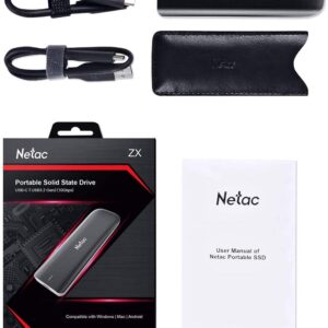 Netac SSD External Drive, Portable SSD 1TB for Type C, Up to 980MB/s, NVME SSD PCIE, USB 3.2 Gen2 10Gbps External Solid State Drive