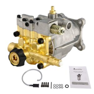 surmountway 3/4" shaft horizontal pressure washer pump, 3400 psi,2.6 gpm brass power washer pump replacement for honda, simpson, ryobi,craftsman and more