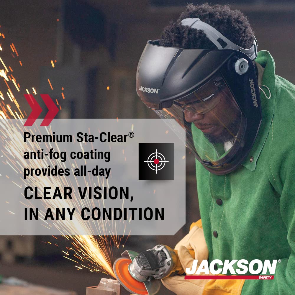 Jackson Safety Lightweight MAXVIEW Premium Face Shield with 370 Speed Dial Ratcheting Headgear – Anti Fog Coating