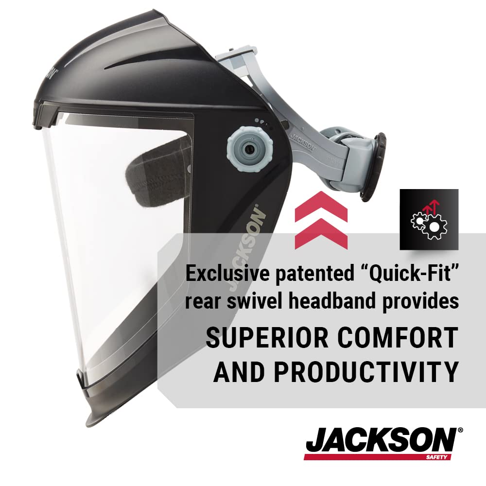 Jackson Safety Lightweight MAXVIEW Premium Face Shield with 370 Speed Dial Ratcheting Headgear – Anti Fog Coating