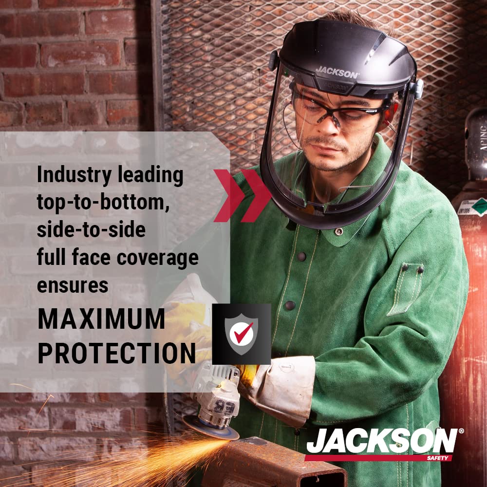 Jackson Safety Lightweight MAXVIEW Premium Face Shield with 370 Speed Dial Ratcheting Headgear – Anti Fog Coating