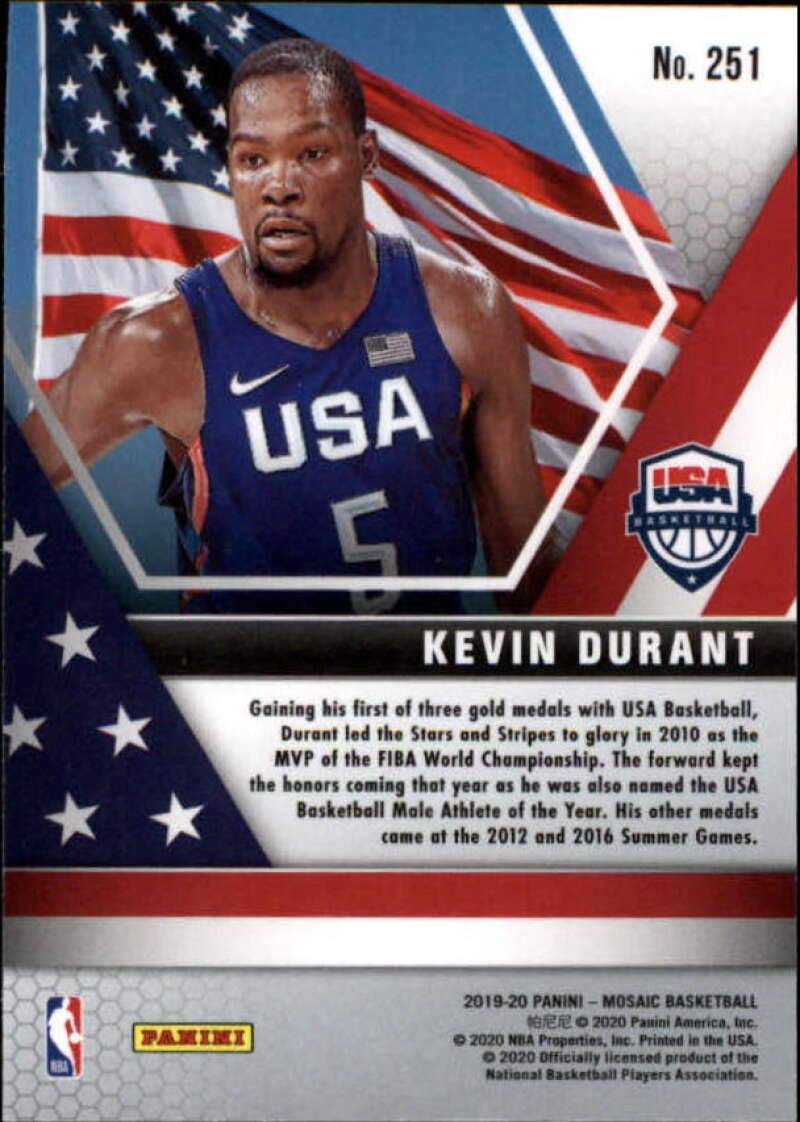 2019-20 Panini Mosaic #251 Kevin Durant USA Basketball NBA Basketball Trading Card