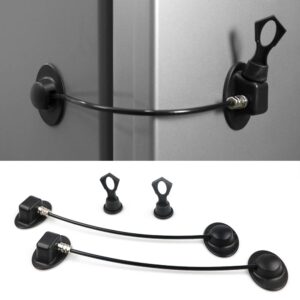 2 pack refrigerator lock with magnetic, child safety locks, fridge freezer door lock, for cabinet drawer, convenient - black