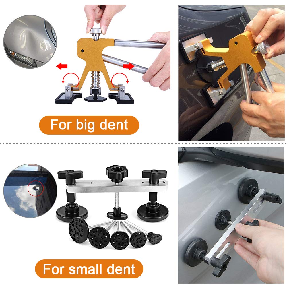 YOOHE Paintless Dent Repair Kit - Car Dent Puller Kit with Adjustable Golden Dent Lifter Puller and Bridge Dent Puller for Car Body Hail Dent Removal Dent Remover Automobile Body Repair