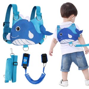 lehoo castle toddler leash for walking, baby leashes for toddlers 4-in-1, kid harness with leash, child safety leash anti lost wrist link (whale)