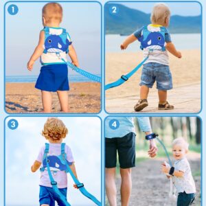 Lehoo Castle Toddler Leash for Walking, Baby Leashes for Toddlers 4-in-1, Kid Harness with Leash, Child Safety Leash Anti Lost Wrist Link (Whale)