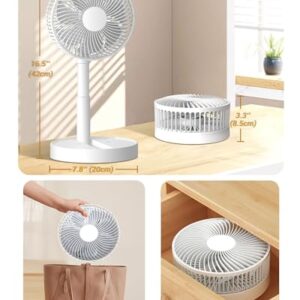 KASYDoFF Portable Desk Fan, 8-Inch USB Battery Operated Fan with 4 Speeds Strong Airflow, Foldable Personal Fan for Bedroom, Small Travel Fan for Outdoor