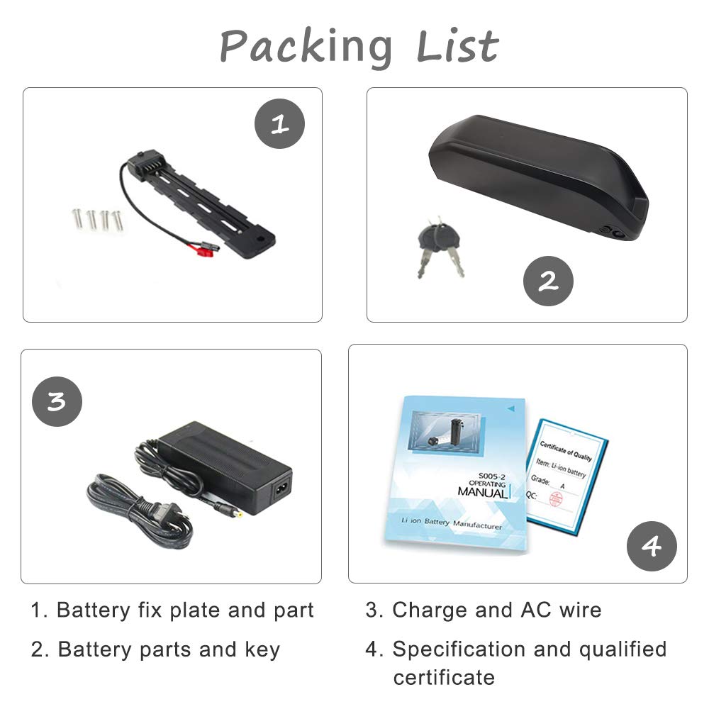 Co-Well Ebike Battery 52V 48V 36V, 13AH 15AH 17.5Ah Hailong Lithium Ion Electric Bicycle Battery for 1500W 1200W 1000W Bike Motor, 30A/40A BMS Protection Board (Canada Warehouse)