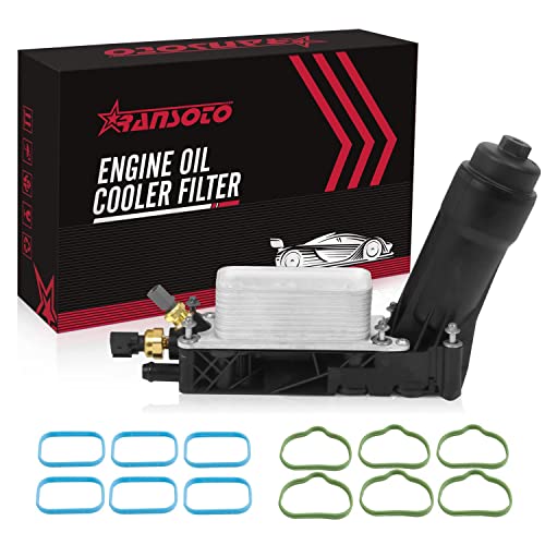 RANSOTO Engine Oil Cooler With Oil Filter Housing Adapter Assembly Compatible With 2011 2012 2013 Chrysler 200 300, Dodge Charger Journey Caravan Durango, Jeep Wrangler Replaces 5184294AE