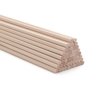 onupgo 50 pcs dowel rods wood sticks wooden dowel rods 1/4 x 24 inch wood dowels for crafts unfinished round wood sticks for arts and diyers cake dowels cotton candy sticks wood sticks for crafting