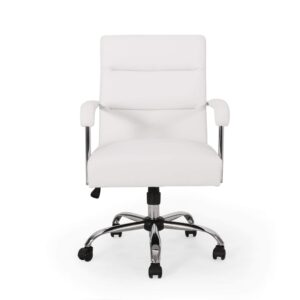 christopher knight home william modern channel stitched swivel office lift chair, white and chrome