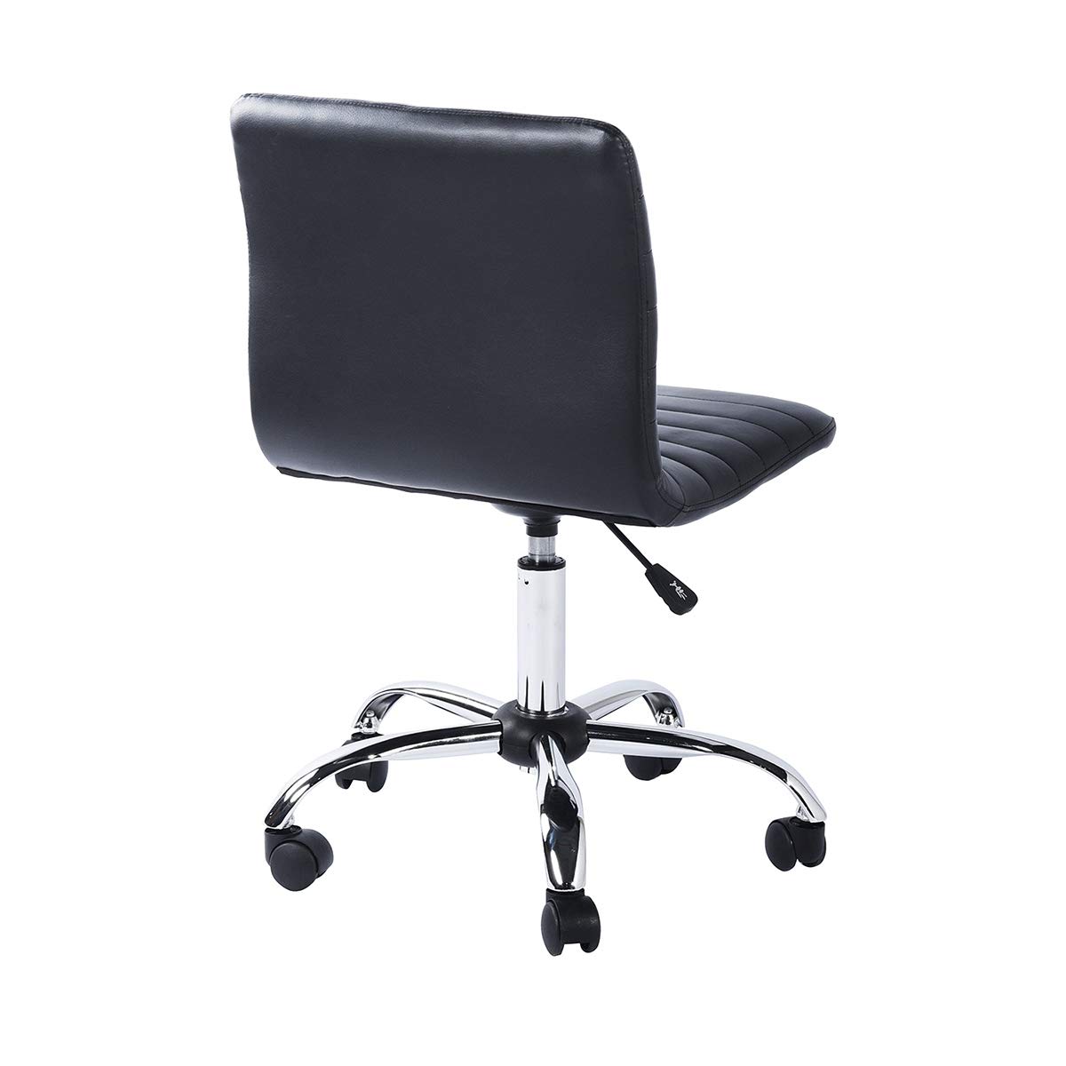 Homylin Leather Office Chair, Height Adjustable, Swivel Mid Low Back, Armless Ribbed Modern Computer Desk Chair with Casters for Home Administration Staff, Black