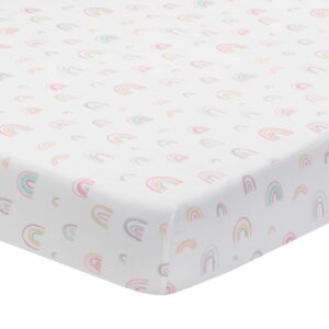 lambs & ivy watercolor pastel rainbow 100% cotton baby fitted crib sheet