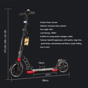 WRRAC-Trampolines Scooter, Stunt Scooters 230MM Enlarged Wheels Adult Brush The Street Durable Push Scooter Foldable Height-Adjustable Double Shock Absorber Safe Design