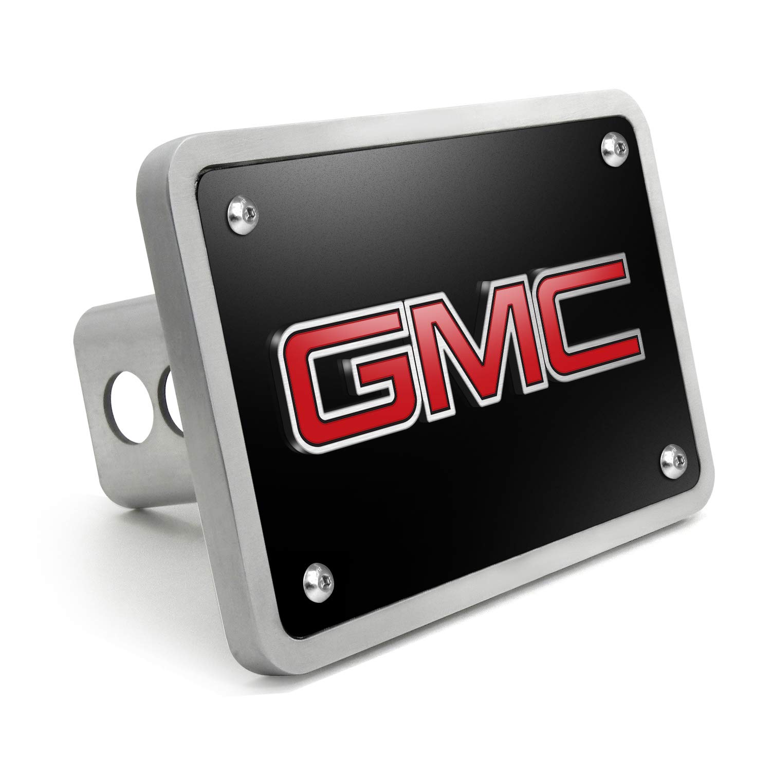 iPick Image Made for GMC 3D Logo in Red Inlay on Black Billet Aluminum 2 inch Tow Hitch Cover