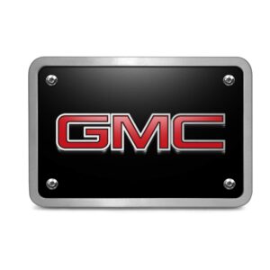 iPick Image Made for GMC 3D Logo in Red Inlay on Black Billet Aluminum 2 inch Tow Hitch Cover