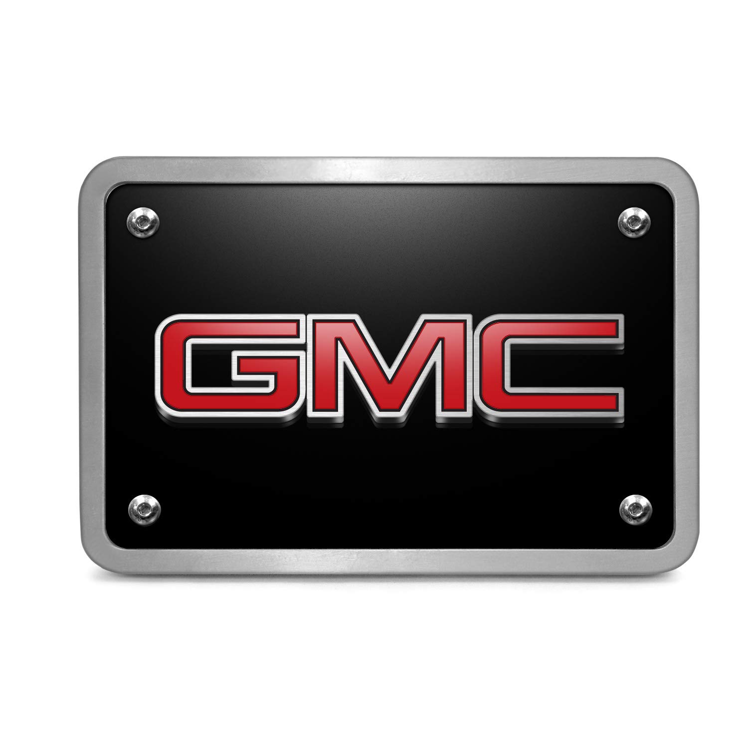 iPick Image Made for GMC 3D Logo in Red Inlay on Black Billet Aluminum 2 inch Tow Hitch Cover