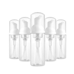 24pcs 2oz travel soap foam bottle empty mini plastic dispenser foaming pump cleaning cosmetics packaging clear portable for refillable castile shampoo hand lotion