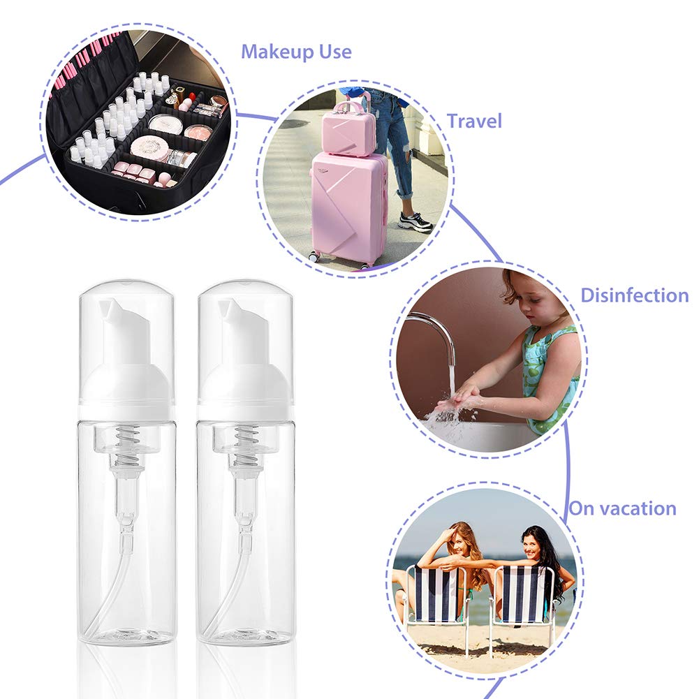 24Pcs 2oz Travel Soap Foam Bottle Empty Mini Plastic Dispenser Foaming Pump Cleaning Cosmetics Packaging Clear Portable for Refillable Castile Shampoo Hand Lotion