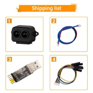 youyeetoo TF-Luna Lidar Sensor Kit, with 1x USB-TTL Adapter 1x Dupont Line, 0.2-8m Measurement Range Distance, Support Raspberry Arduino STM32 MCU for Drone Industrial Sensing Robot Smart Home