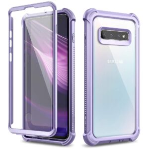 dexnor compatible samsung galaxy s10 case 6.1 inch, heavy duty protection hard back defender protector protective shockproof bumper cover purple