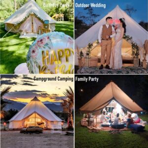 Outdoor Glamping Safari Tent Luxury Cotton Canvas 3M/4M/5M/6M Yurt Bell Tent for Family Camping (Beige Canvas, 4M Bell Tent)