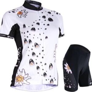 NUCKILY Cycling Jersey Women Short Sleeve Set Bike Shirt Jacket Top Padded Shorts Quick-Dry Mountain Riding Clothing Suits