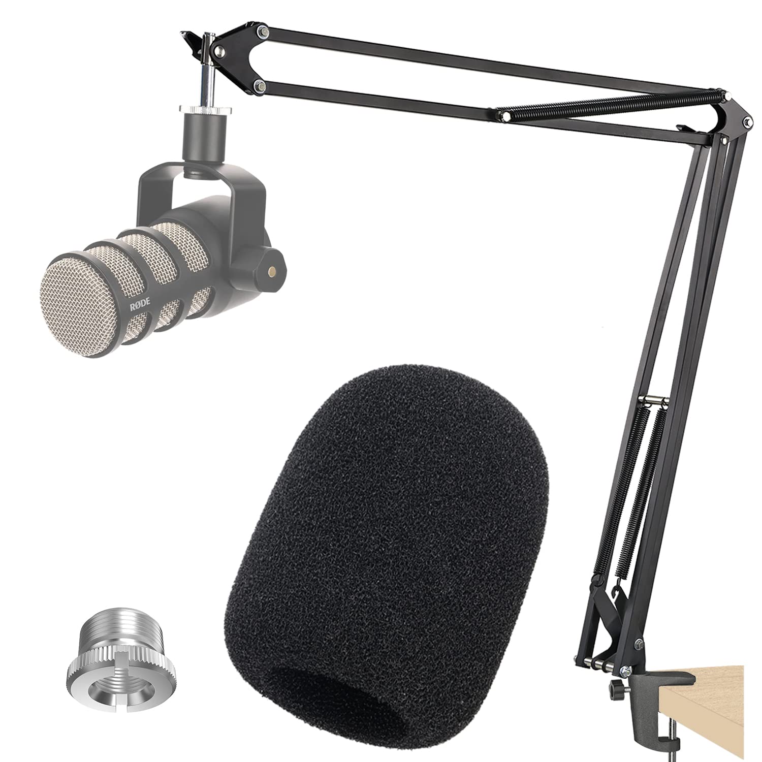 20+18.5in Rode Podmic Stand with Pop Filter, Professional Boom Arm and Windscreen for Rode PodMic Cardioid Dynamic Podcasting Microphone by YOUSHARES