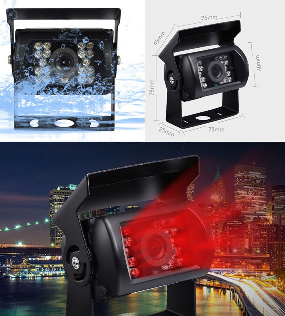 4 Pin Vehicle Backup Camera,Rear View Camera,Car Reversing Camera for RV Camper Truck Pickup Bus Waterproof Shockproof Night Vision Wide View Angle 12V 24V