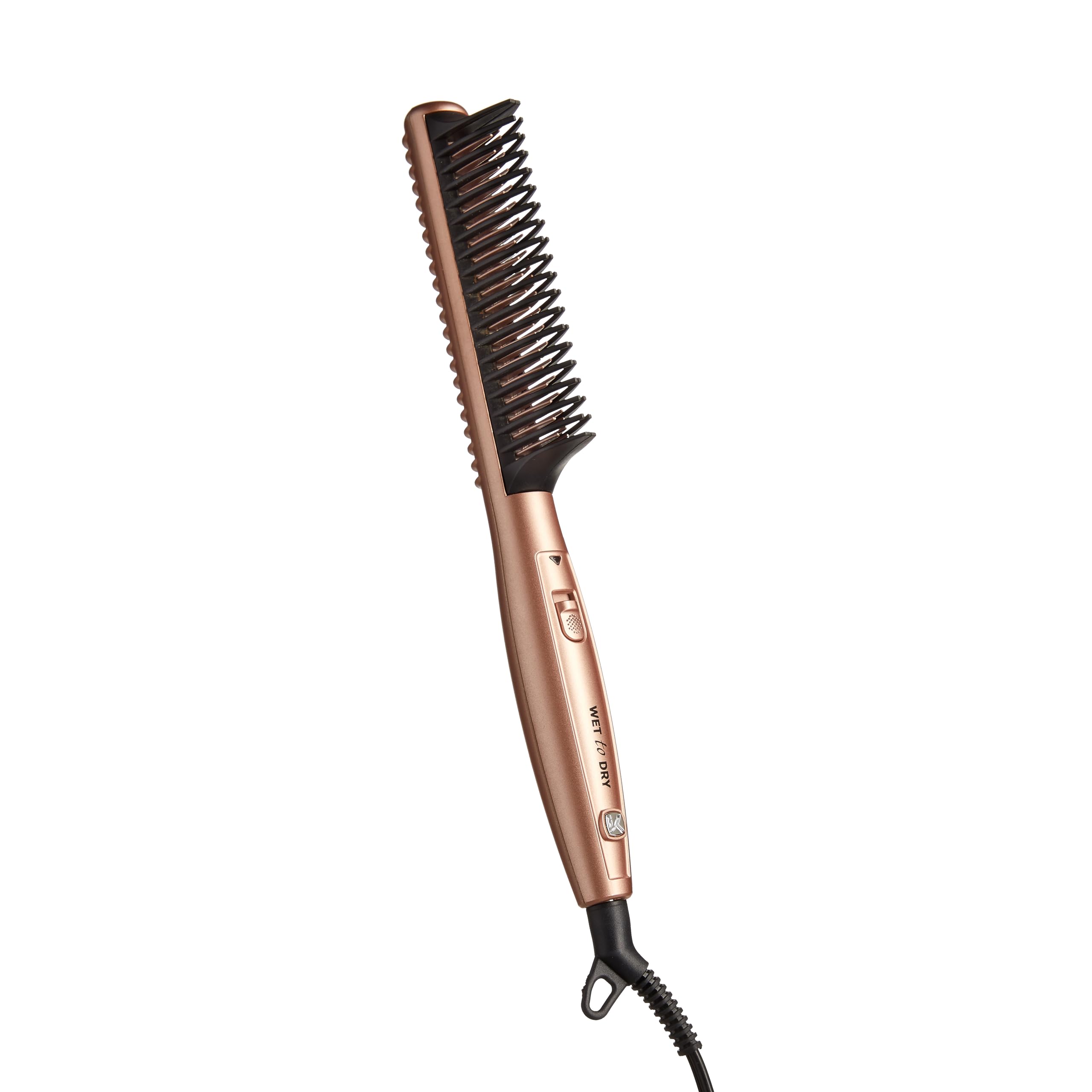 KISS Dry and Style Heat Brush, Wet to Dry Detangling and Volumizing Heat Comb, Tourmaline Ceramic Bristles, 2 Temperature Settings, Ultra Lightweight Handle, 360° Swivel Power Cord, 1.19 Lbs.