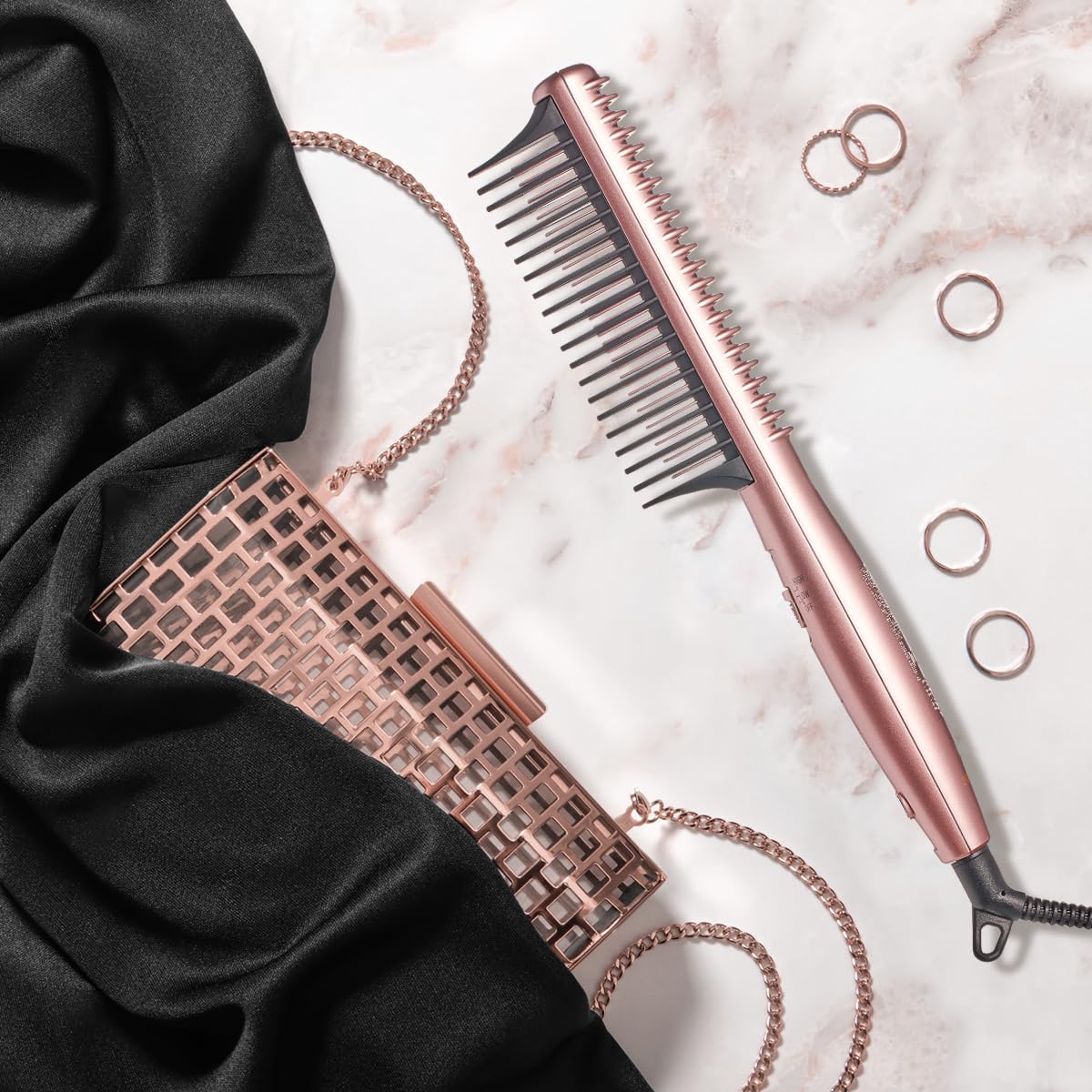 KISS Dry and Style Heat Brush, Wet to Dry Detangling and Volumizing Heat Comb, Tourmaline Ceramic Bristles, 2 Temperature Settings, Ultra Lightweight Handle, 360° Swivel Power Cord, 1.19 Lbs.