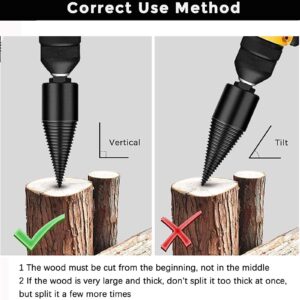 Removable Firewood Log Splitter Drill Bit, Wood Splitter Drill Bits,Heavy Duty Drill Screw Cone Driver for Hand Drill Stick-hex+Square+Round (32MM)