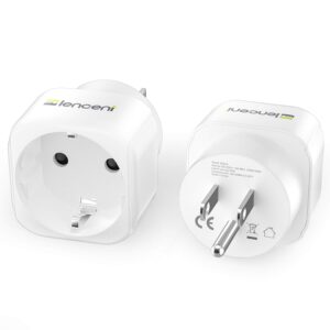 lencent 2 pack europe to us plug adapter,european to usa adapter, american outlet plug adapter, eu to us adapter, europe to usa travel plug converter