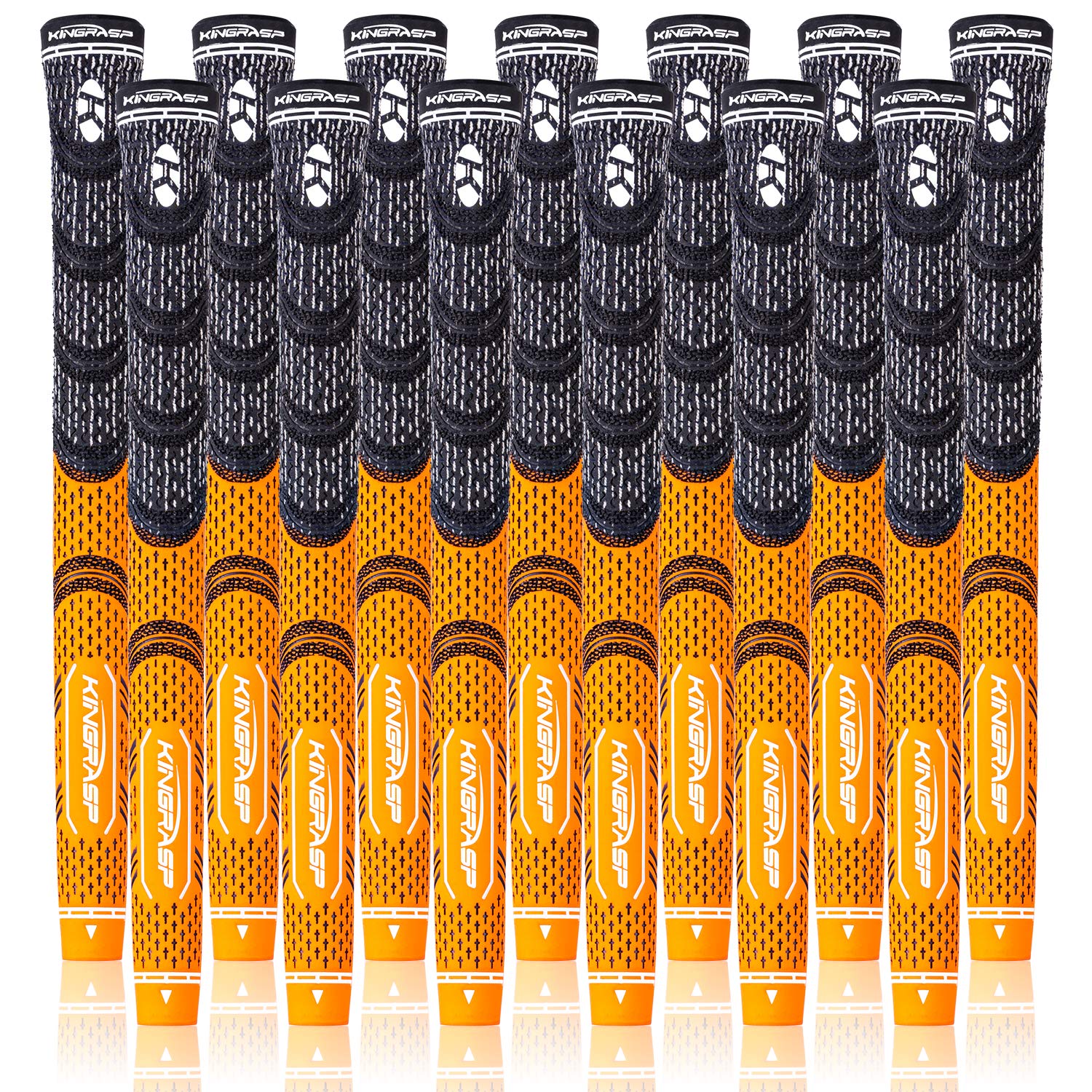 Lehui KINGRASP Golf Grips, Standard/Midsize, Golf Grips Set of 13(Free 13 Tapes), Anti-Slip Rubber Golf Club Grips, 8Colors Optional (Orange, Midsize)