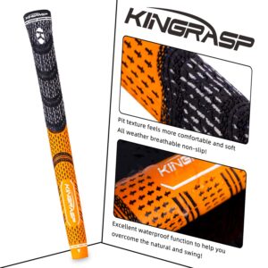 Lehui KINGRASP Golf Grips, Standard/Midsize, Golf Grips Set of 13(Free 13 Tapes), Anti-Slip Rubber Golf Club Grips, 8Colors Optional (Orange, Midsize)