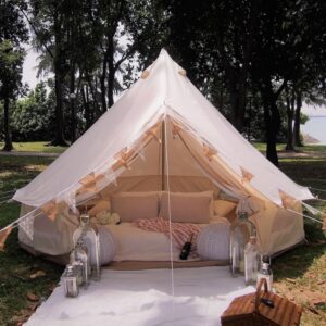 latourreg outdoor luxury waterproof 3m/4m/5m/6m oxford bell tent with zipped detachable groundsheet (white oxford cloth, 4m bell tent)