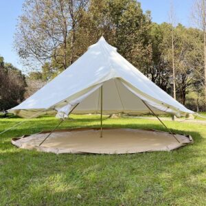 Latourreg Outdoor Luxury Waterproof 3M/4M/5M/6M Oxford Bell Tent with Zipped Detachable Groundsheet (White Oxford Cloth, 4M Bell Tent)