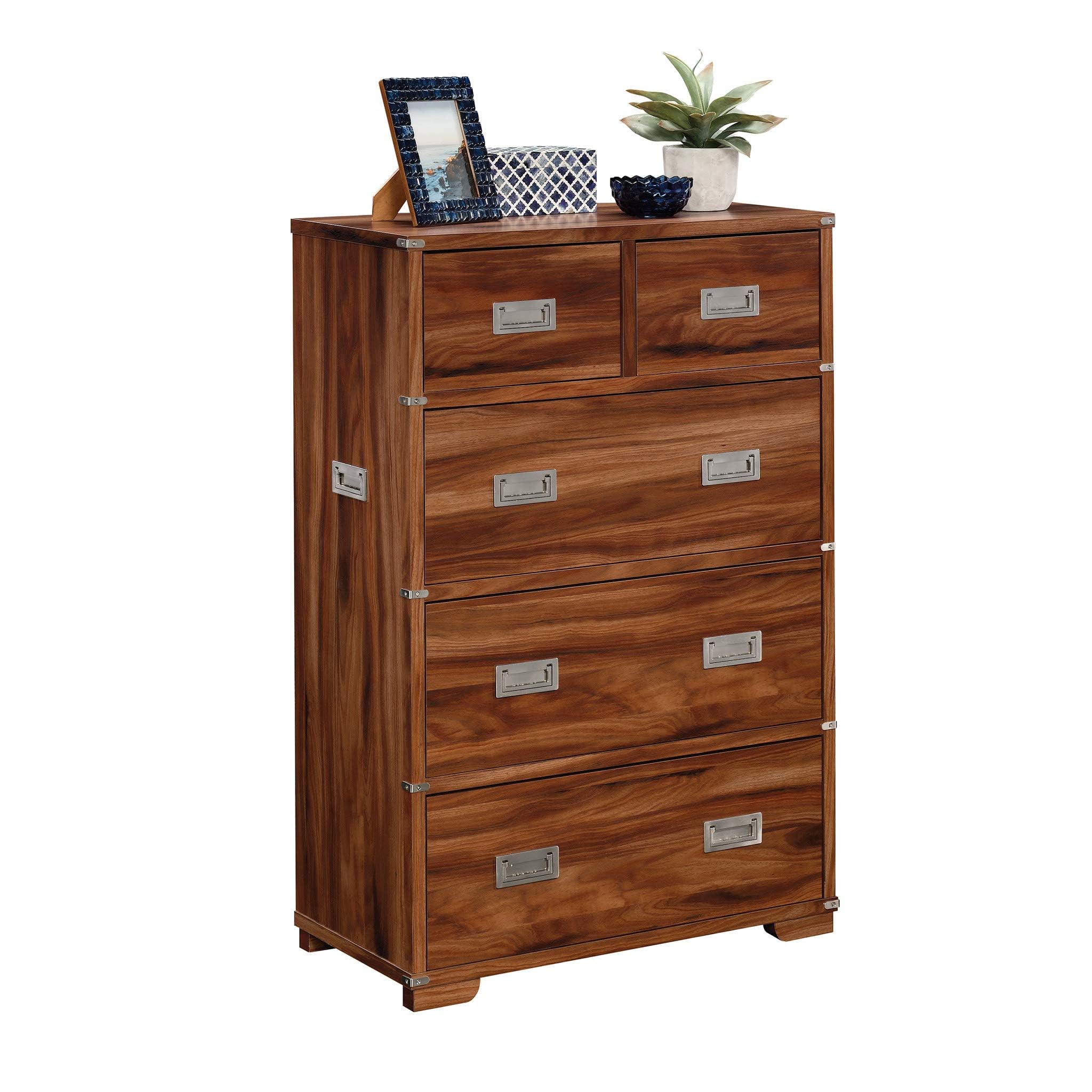 Sauder Vista Key 5-Drawer Dresser, L: 31.5" x W: 15.67" x H: 46.69", Blaze Acacia Finish