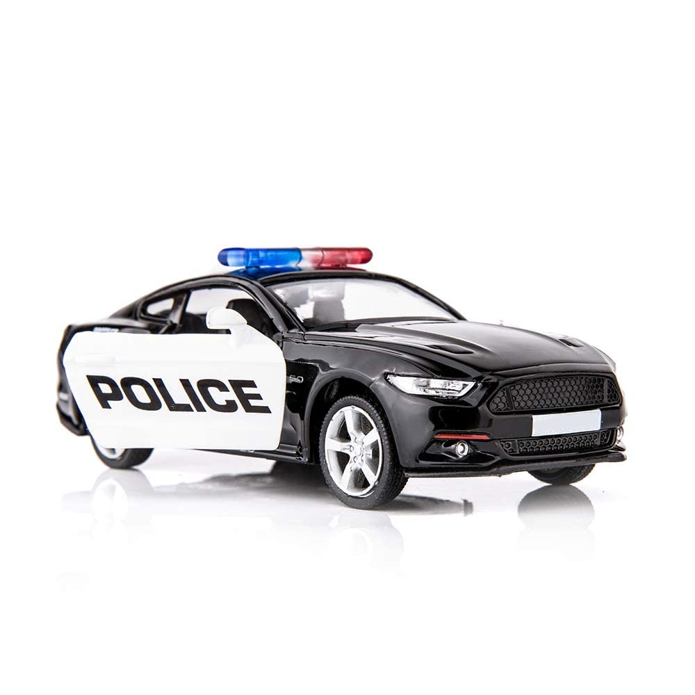 BDTCTK 1/36 GT Police Car Model Zinc Alloy Die-Cast Pull Back Vehicles Kid Toys for Boy Girl Gift (Black)