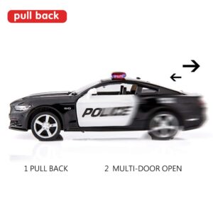 BDTCTK 1/36 GT Police Car Model Zinc Alloy Die-Cast Pull Back Vehicles Kid Toys for Boy Girl Gift (Black)