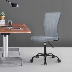 Ergonomic Desk Chair Mid Back Mesh Chair Height Adjustable Office Chair, Home Office Chair Modern Task Computer Chair No Armrest Executive Rolling Swivel Chair with Casters (Grey)