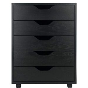 knocbel mobile storage cabinet with 5 drawers, home office rolling file cabinet on wheels, 19.2" l x 15.9" w x 26.3" h (black)