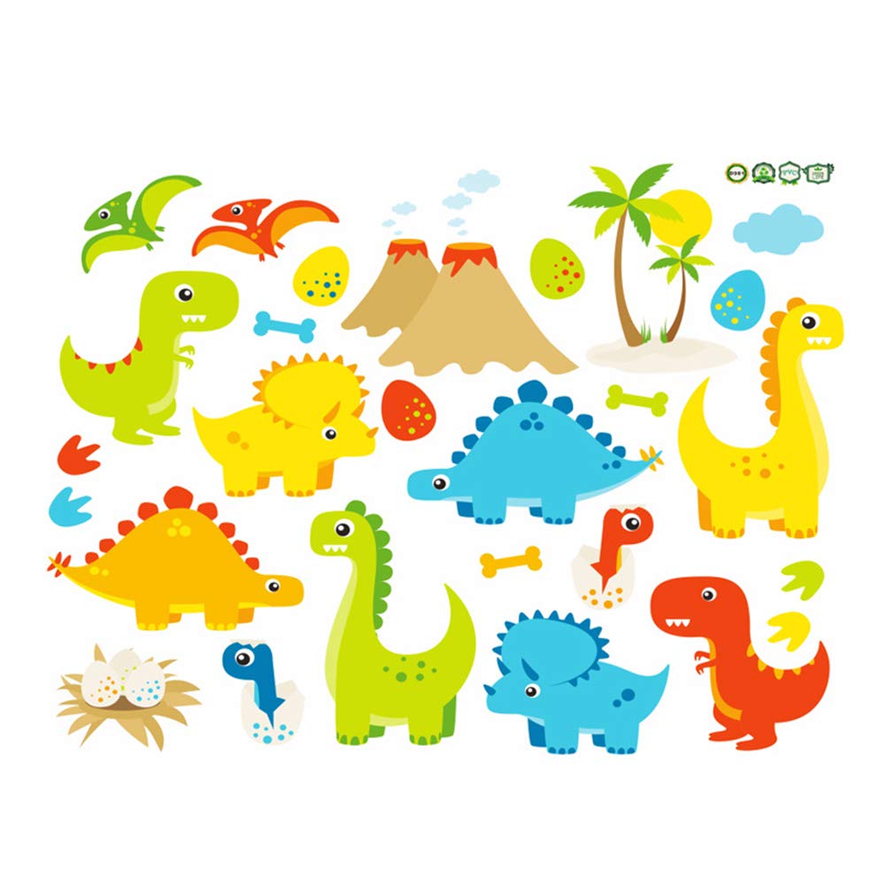 Cute Cartoon Dinosaur Wall Decals, Peel and Stick Colorful Wall Art Mural for Kids Bedroom,Nursery, Classroom & More,17.7 x23.6inch