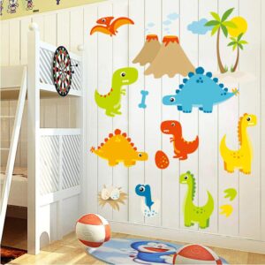 Cute Cartoon Dinosaur Wall Decals, Peel and Stick Colorful Wall Art Mural for Kids Bedroom,Nursery, Classroom & More,17.7 x23.6inch