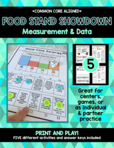 food stand measurement and data math bundle