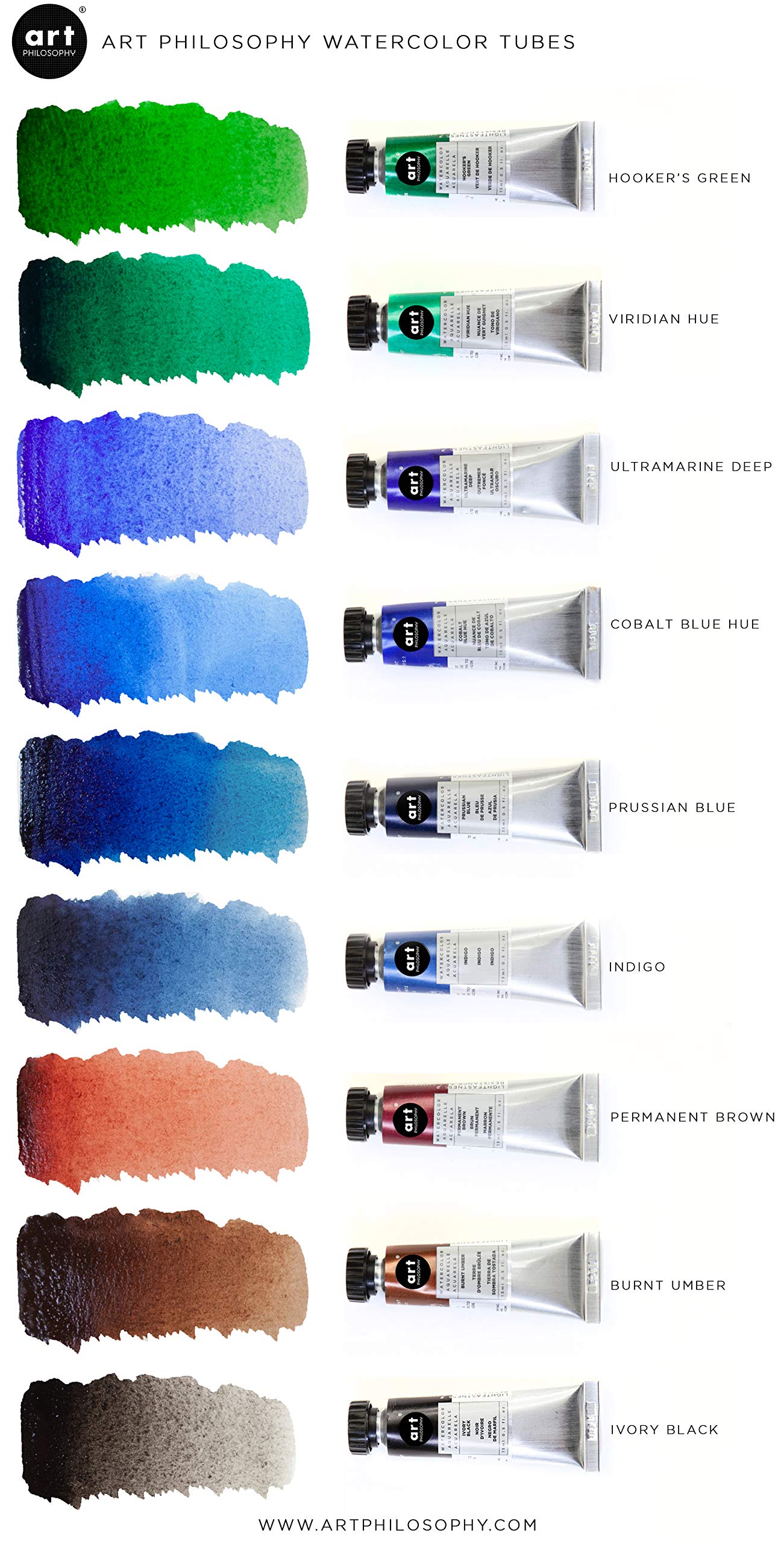 Art Philosophy® Artist Grade Watercolor Tubes Prussian Blue