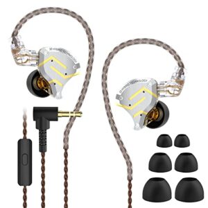 wired earbuds, in ear headphones, iem earphones, wired earbuds with microphone, earphones wired with 4ba+1dd hybrid 10 drivers hifi bass in ear monitor, noise cancelling earbuds wired zs10 pro