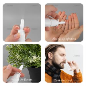 AUEAR, 5 Pack 20ml White Plastic Empty Refillable Nasal Spray Bottles Mist Nose Nasal Sprayer Bottle Mist Sprayers Atomizers Makeup Water Container for Travel Outdoor