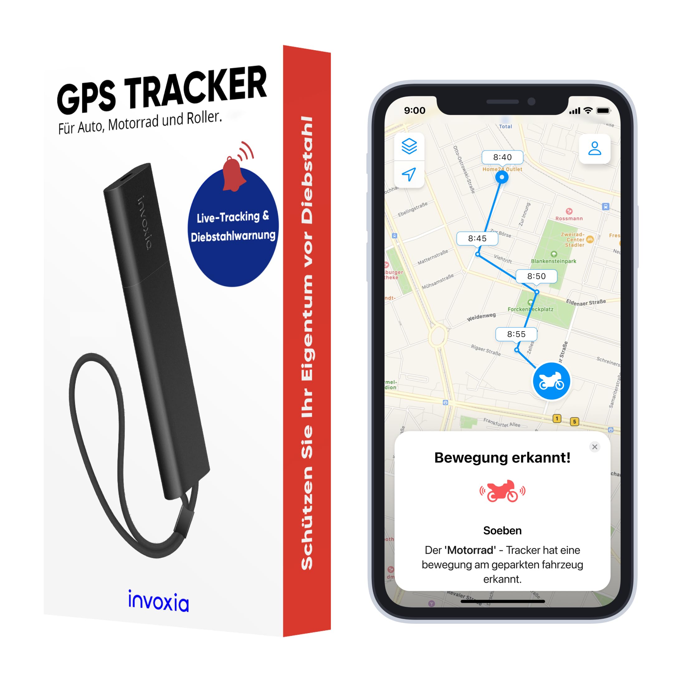 Invoxia GPS PRO Tracker - Real-time Location - 2-Year Subscription Included - for Cars, Motorcycles, Bicycles, Children - Motion and Tilt Alerts - 4G LTE-M Network - Up to 3 Months Battery Life